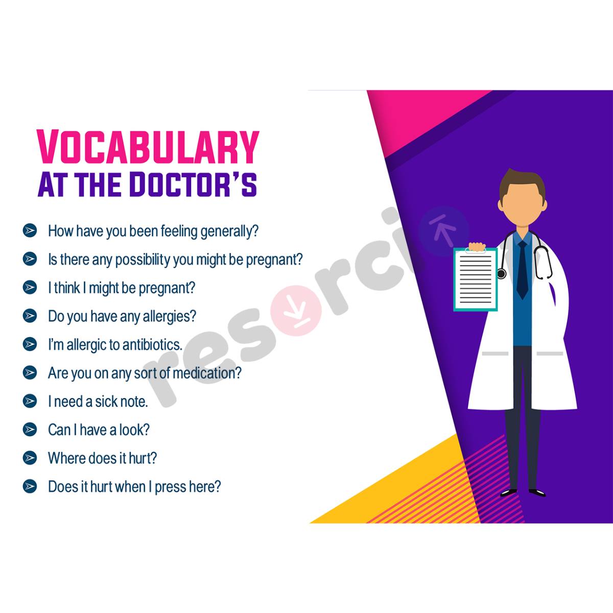 Vocabulary at the Doctor's - 09