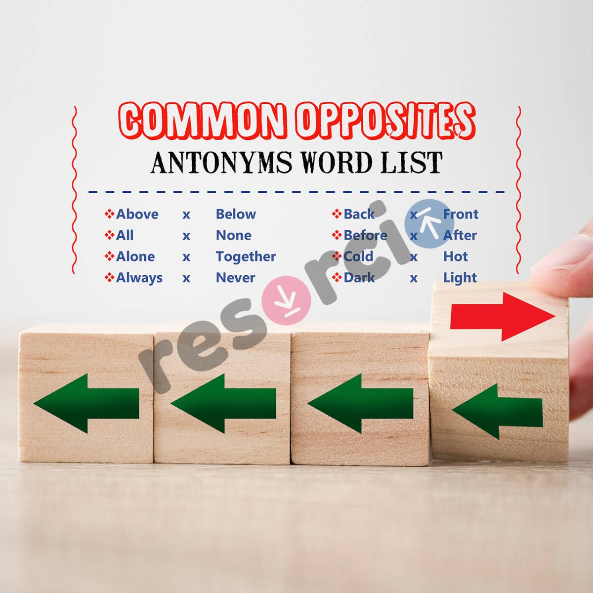 Common Opposites Antonyms Word List - Template 32