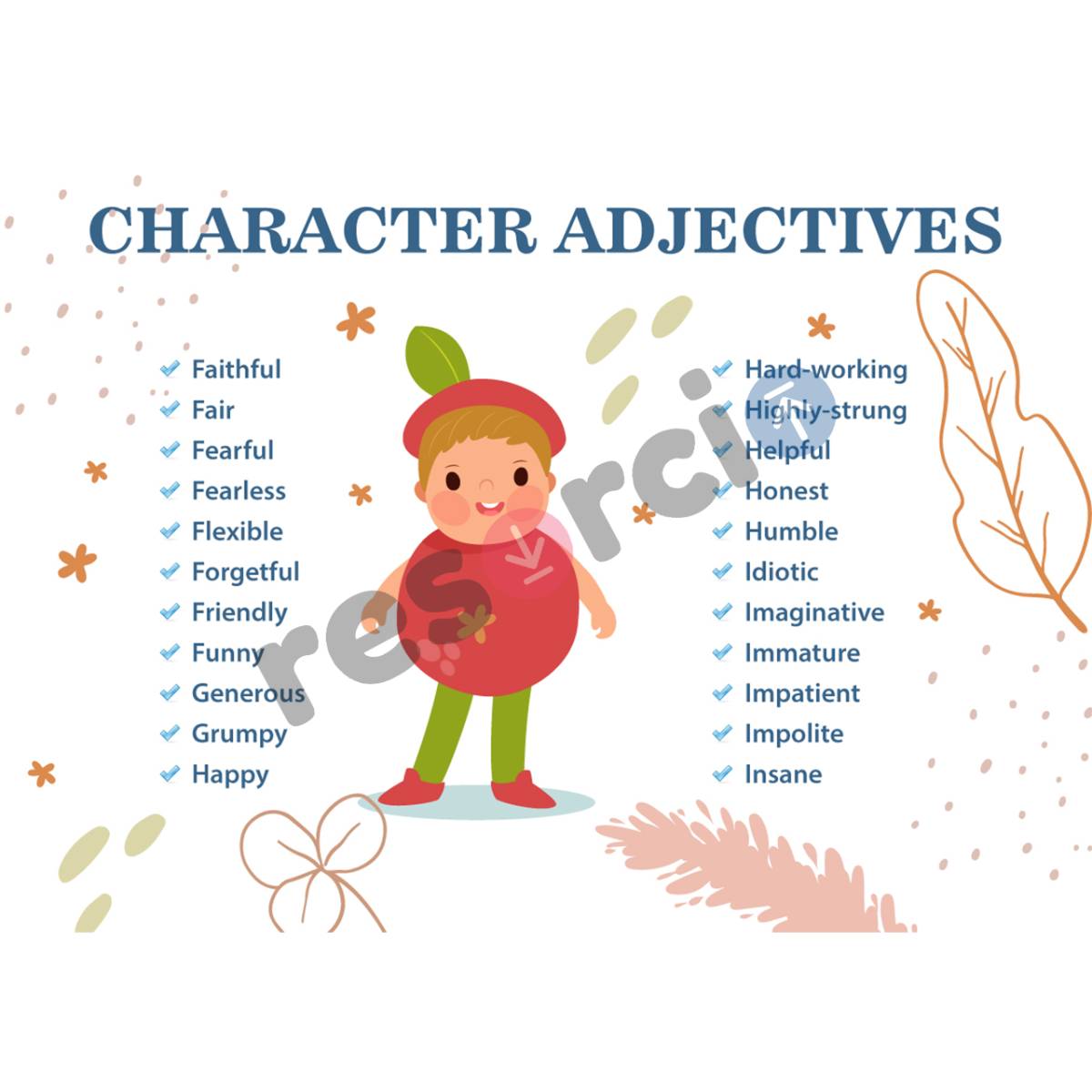 Character Adjectives - Template 09