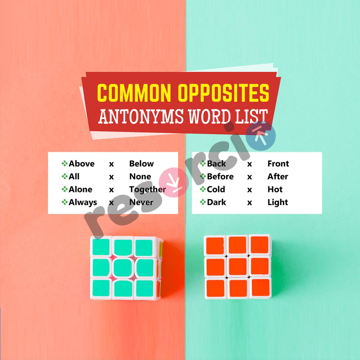 Common Opposites Antonyms Word List - Template 33