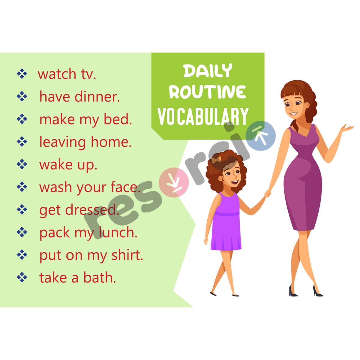 Daily Routine Vocabulary - Template - 02
