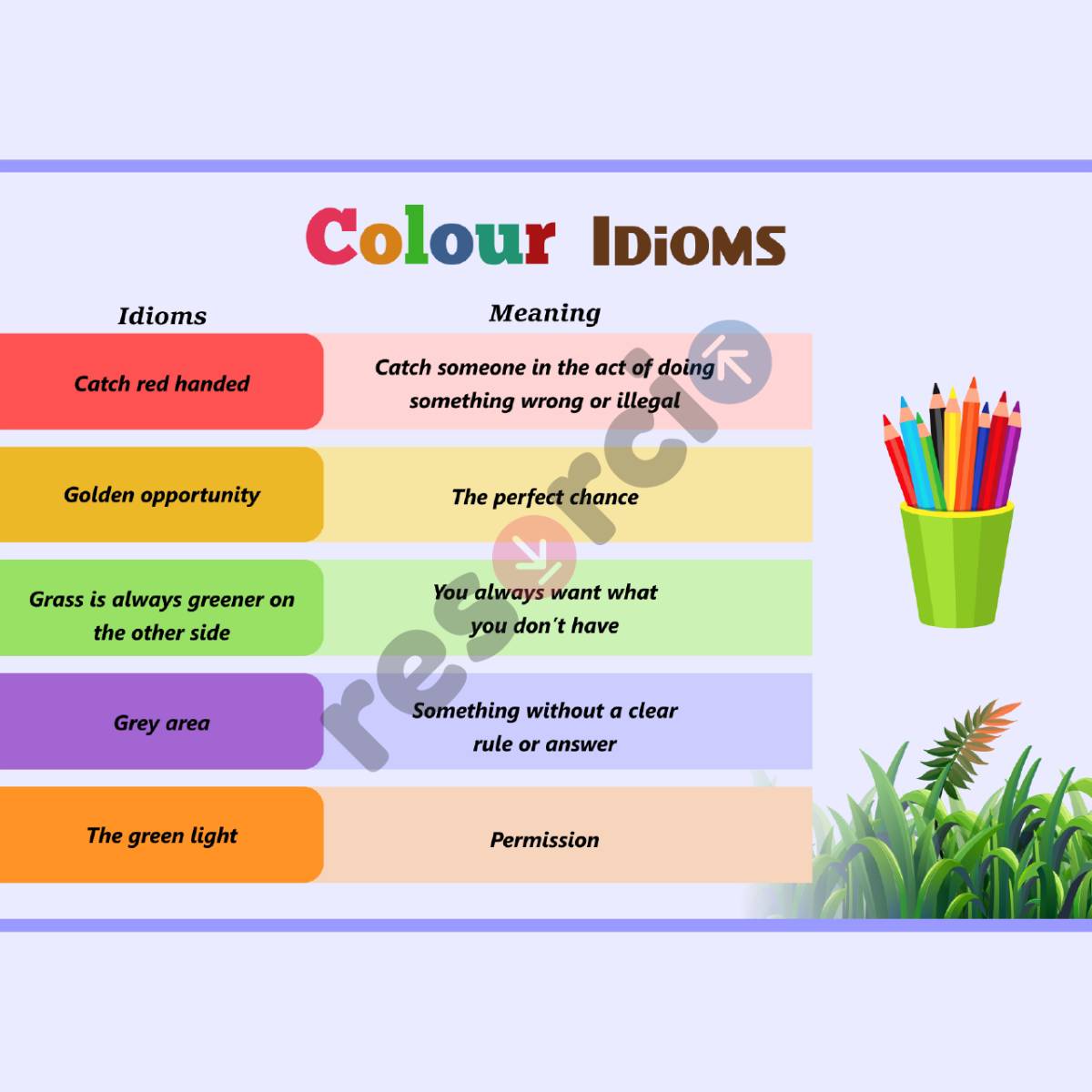 Colour Idioms - Template 14