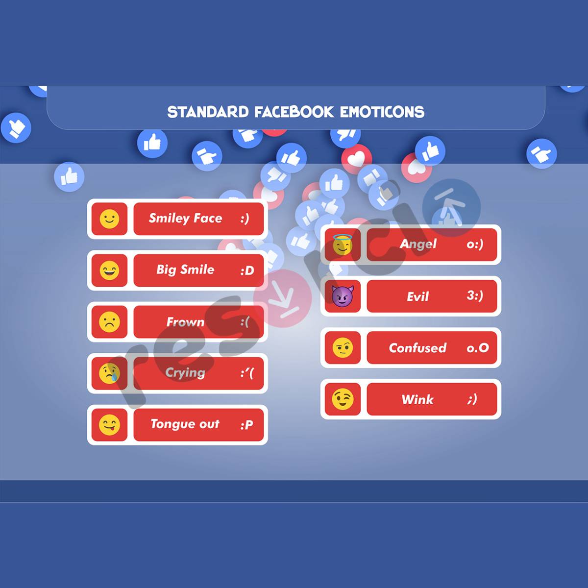 Standard Facebook Emoticons - Template 04