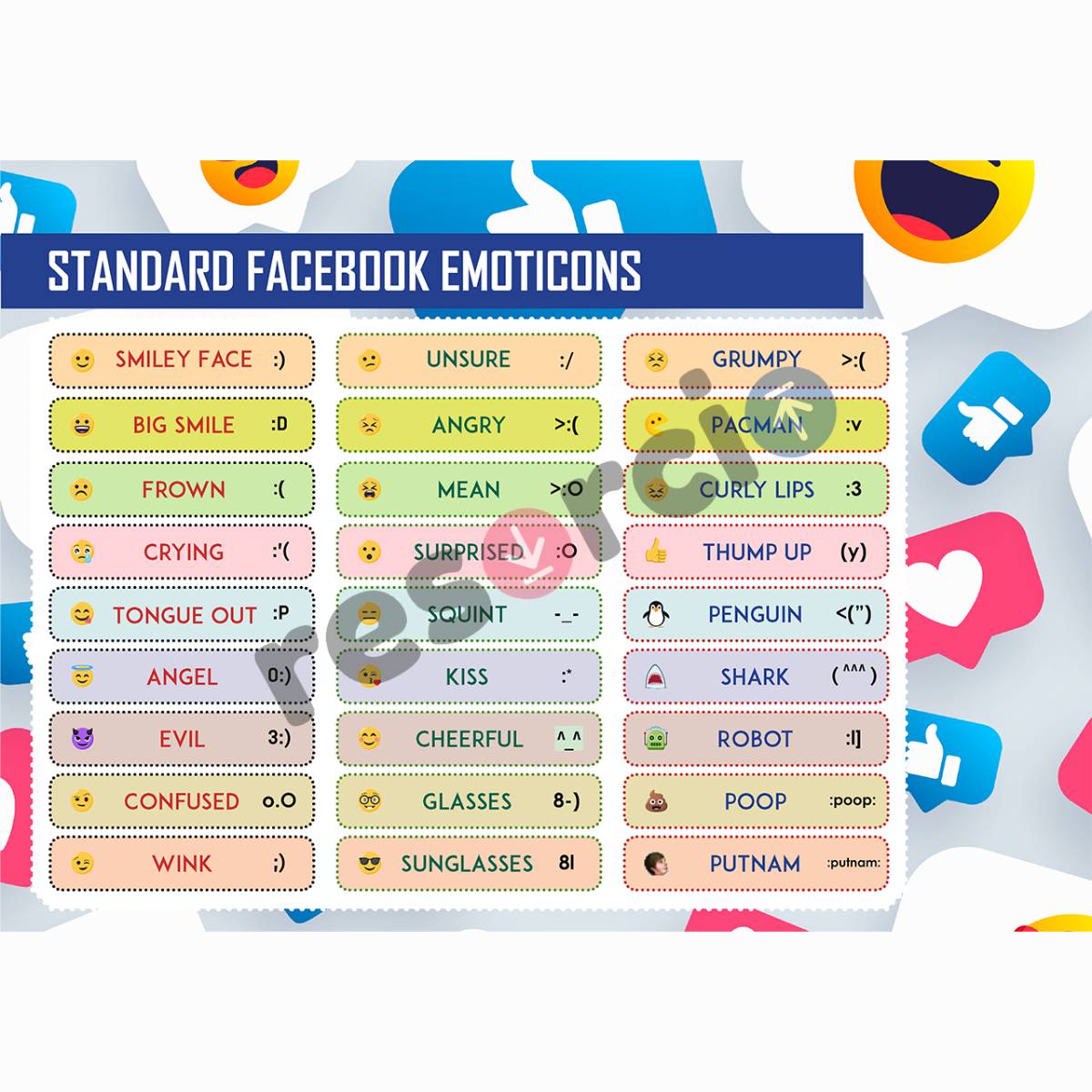 Standard Facebook Emoticons - 13