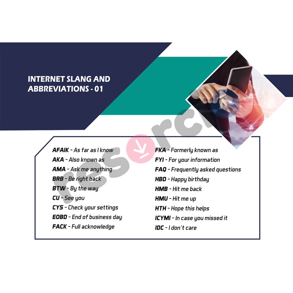 Internet Slang & Abbreviations - Template 07