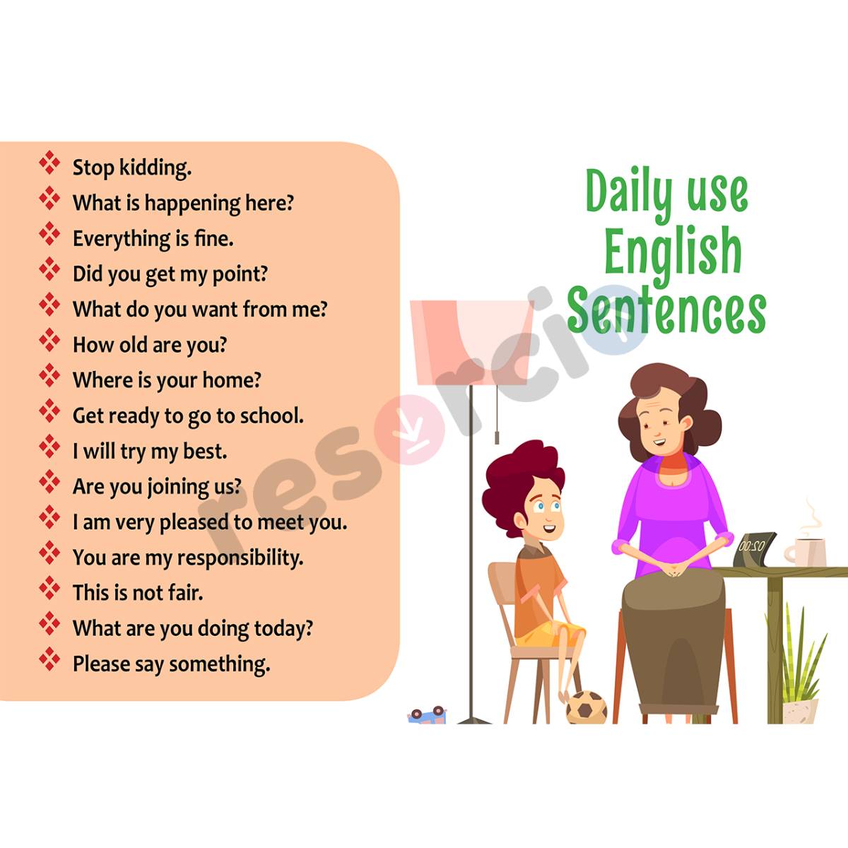 Daily Use English Sentences - Template 23