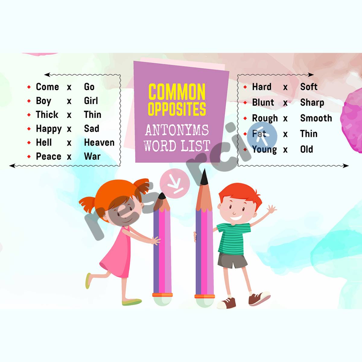 Common Opposites Antonyms Word List - Template 25 Common Opposites Antonyms Word List - Template 25