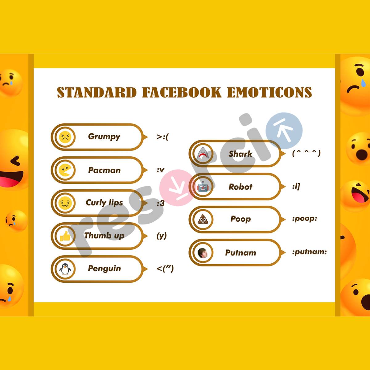 Standard Facebook Emoticons - Template 06