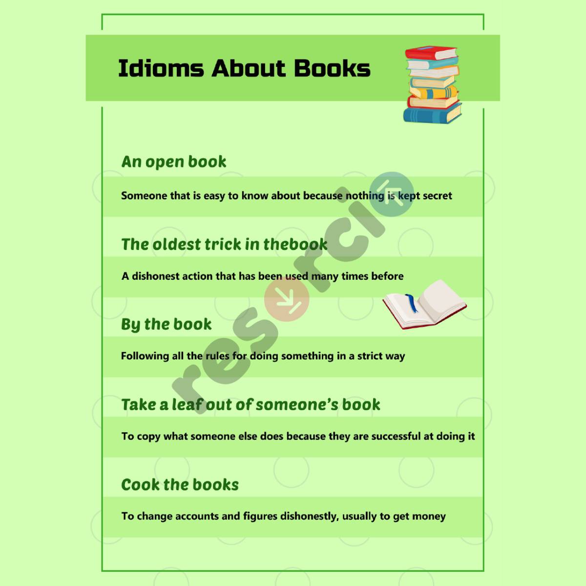 Idioms About Books - Template 02