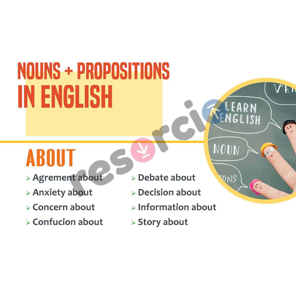 Nouns + Prepositions in English - Template 20