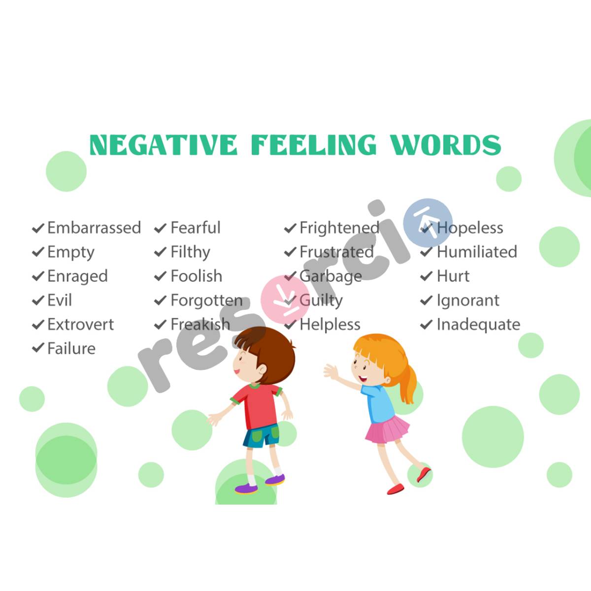 Negative Feeling Words - Template 10